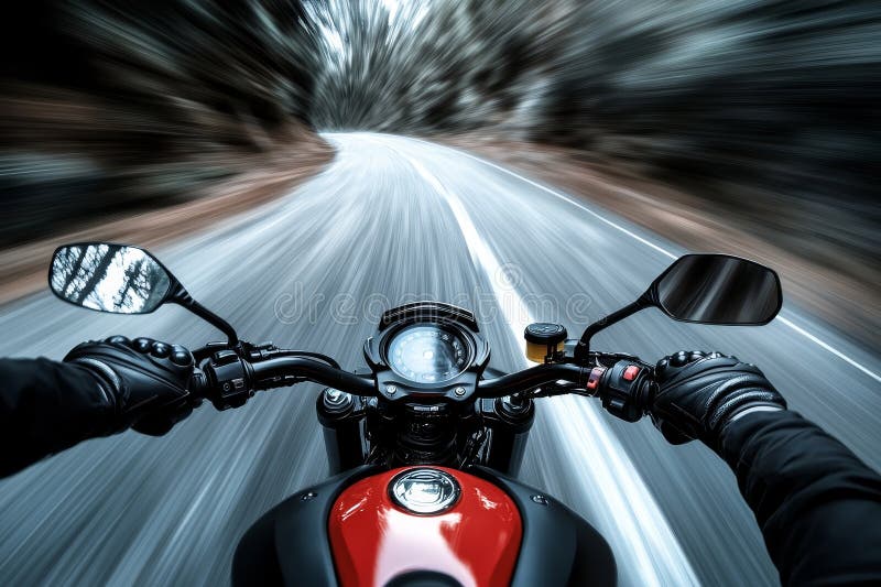 Dynamic Motorcycle Racing Action Shot with Motion Blur Effect in Red ...
