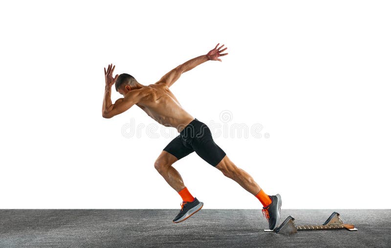 Dynamic Movement. Athletic Attractive Man, Professional Jogger, Runner ...
