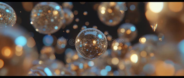 Dynamic Movement of 3D Spheres with Sparkling Glitter Trails Creates a ...