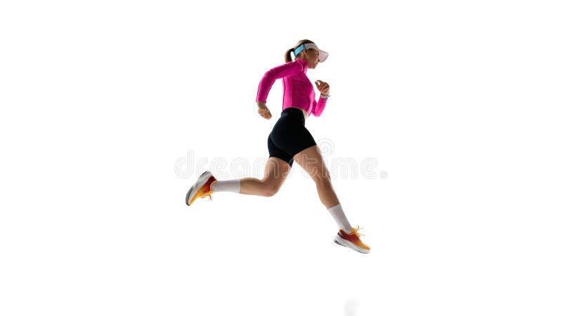 Dynamic Movement of Sportive Woman, Runner in Motion, Training ...