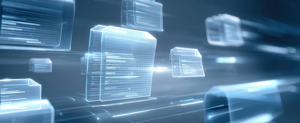 The Dynamic Movement of Transparent Digital Files in a Futuristic ...