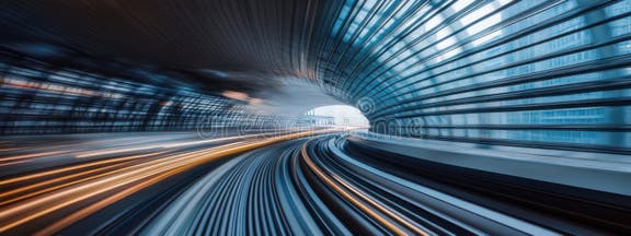 Dynamic Movement through an Urban Transit Tunnel at Dusk Highlighting ...
