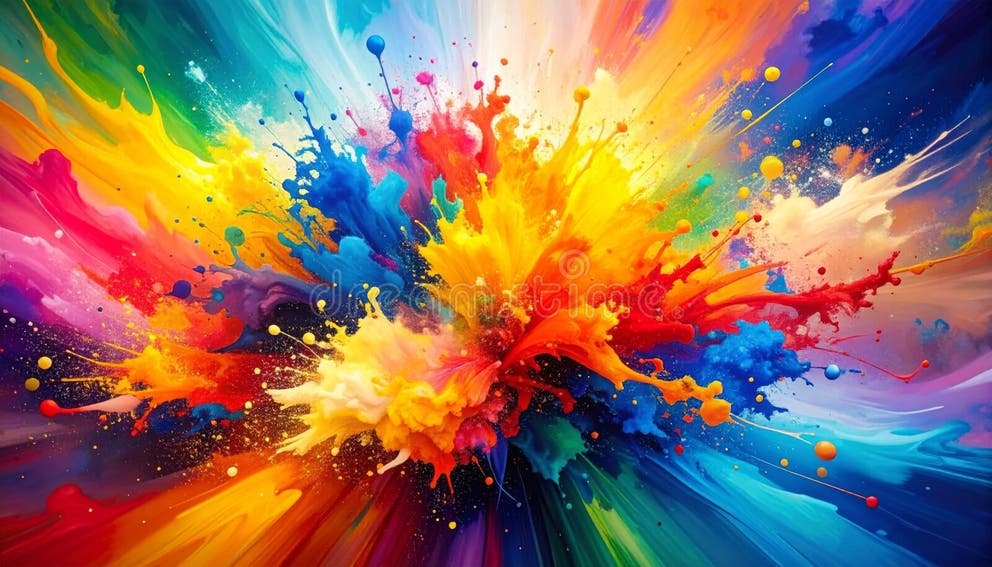 Dynamic Multi Colored Paint Splatter Explosion Abstract Background ...