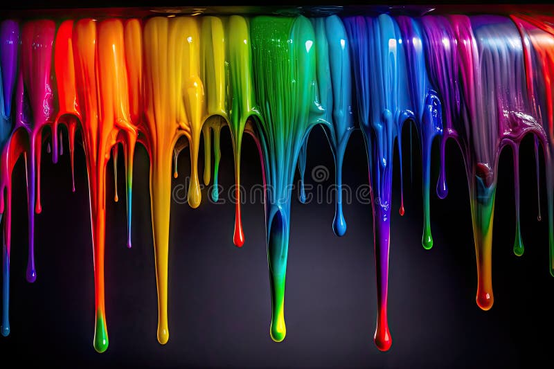 Dynamic Multicolored Paint Drips Cascade Against a Dark Night ...