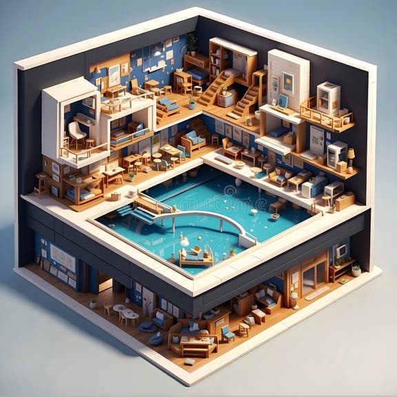 Dynamic Museum with Cutaway Isometric Low Poly Art 3d Style Stock Photo ...