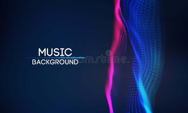 Dynamic Music Background with Neon Waves and Colorful Dots in a Dark ...