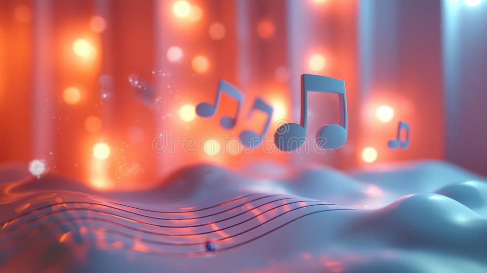 Dynamic Music Notes Floating in Vibrant Light Digital Art Abstract ...