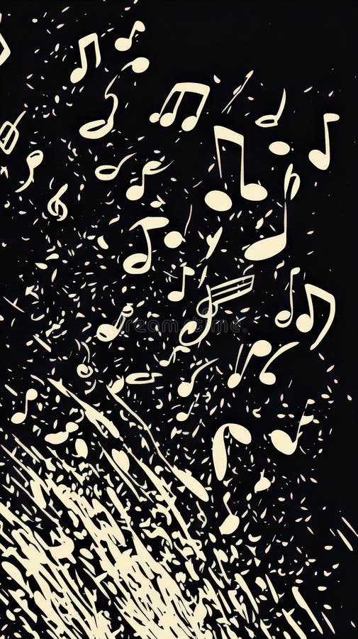 Dynamic Musical Notes in Abstract Black and White Art Stock ...