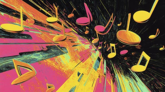 Dynamic Musical Notes Floating in Vibrant Abstraction Stock ...