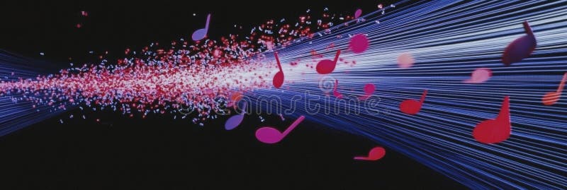 Dynamic Musical Stream with Digital Notes and Light Stock Illustration ...