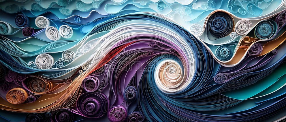 A Dynamic Musical Wave Crafted from Swirling Quilling Patterns ...