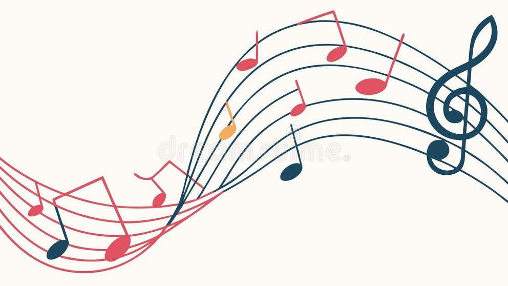 Dynamic Musical Wave with Notes and Clefs, Vector Design Generative AI ...