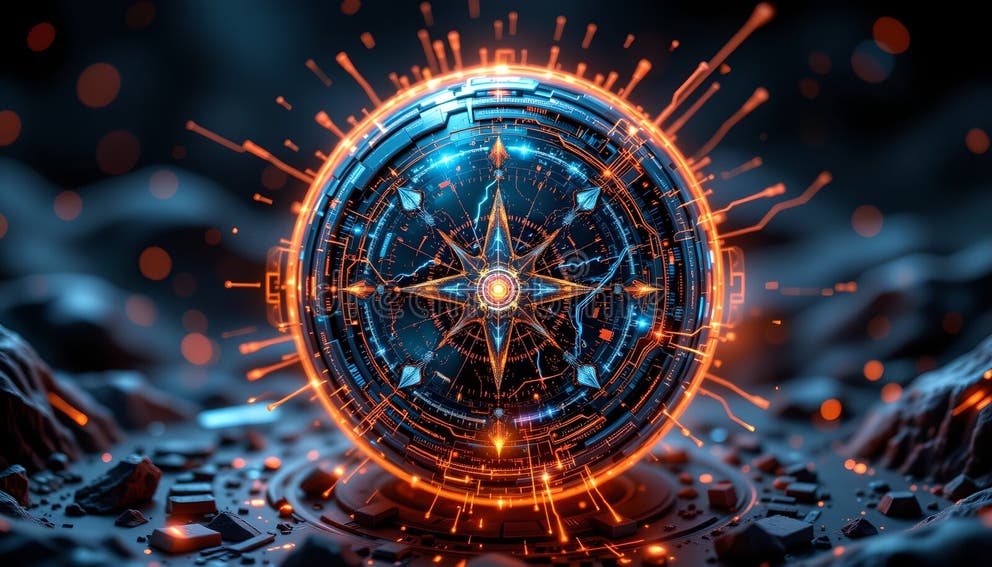 Dynamic Navigation Sphere in a Sci Fi Style, with Icy Cyan Glow ...