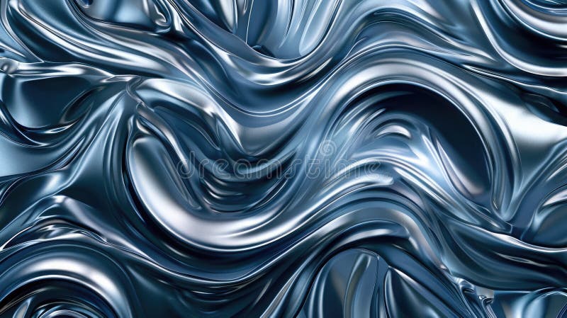Dynamic Navy Blue and Silver Abstract Pattern, Fluid Swirling Lines and ...