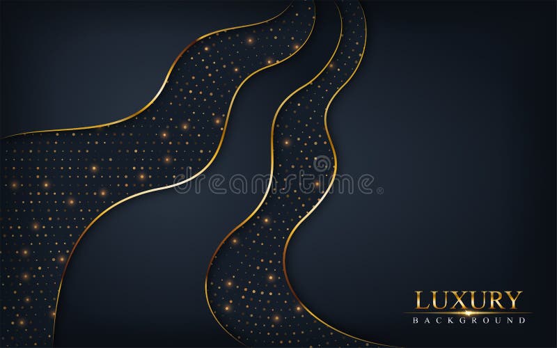 Dynamic Navy Luxury Background with Sparkling Golden Lines and Dots ...