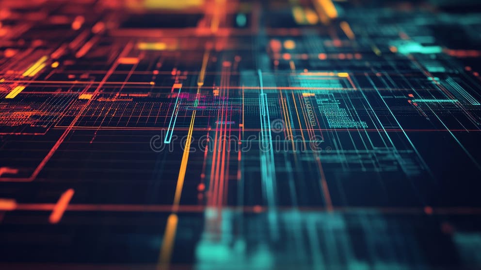 Dynamic Neon Abstract Digital Architecture Representing Modern Technology and Data Flow Stock ...