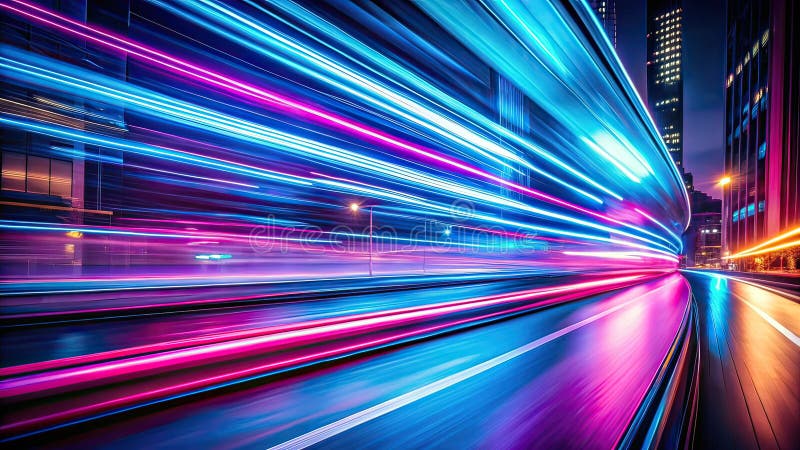 Dynamic Neon Blue and Pink Minimalist Photography a Fast Motion ...