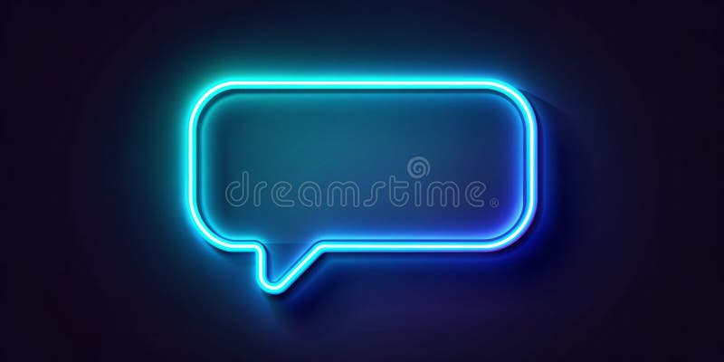 Dynamic Neon Blue Speech Bubble for Engaging Chat Comment or Dialogue ...
