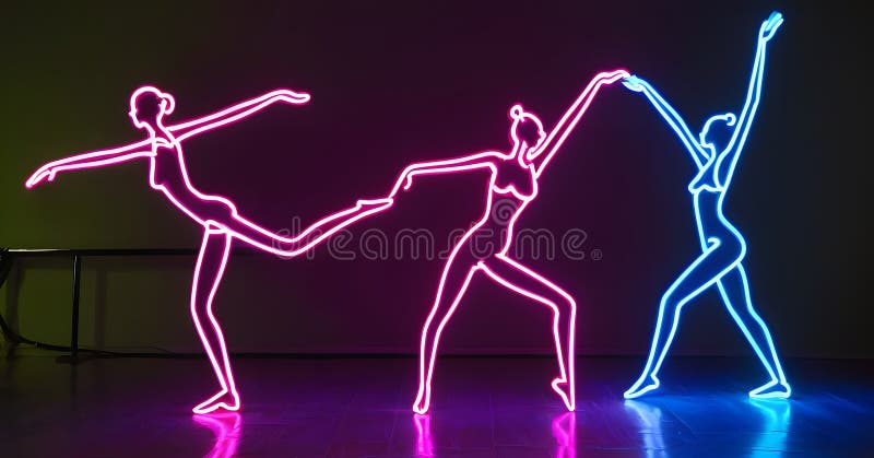 Dynamic Neon Dance Pose stock image. Image of striking - 308712889