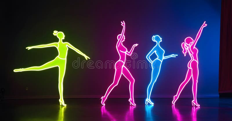 Dynamic Neon Dance Pose stock photo. Image of harmony - 309395016