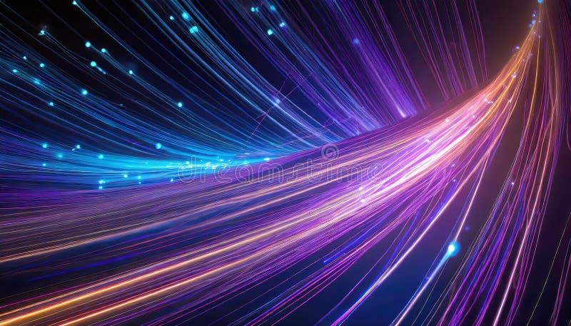 Dynamic Neon Fiber Optic Lines Abstract Texture Background with Vibrant Speed Lines Representing ...