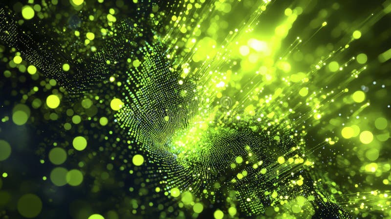 Dynamic Neon Green Matrix Visualization Digital Art Abstract Concept ...