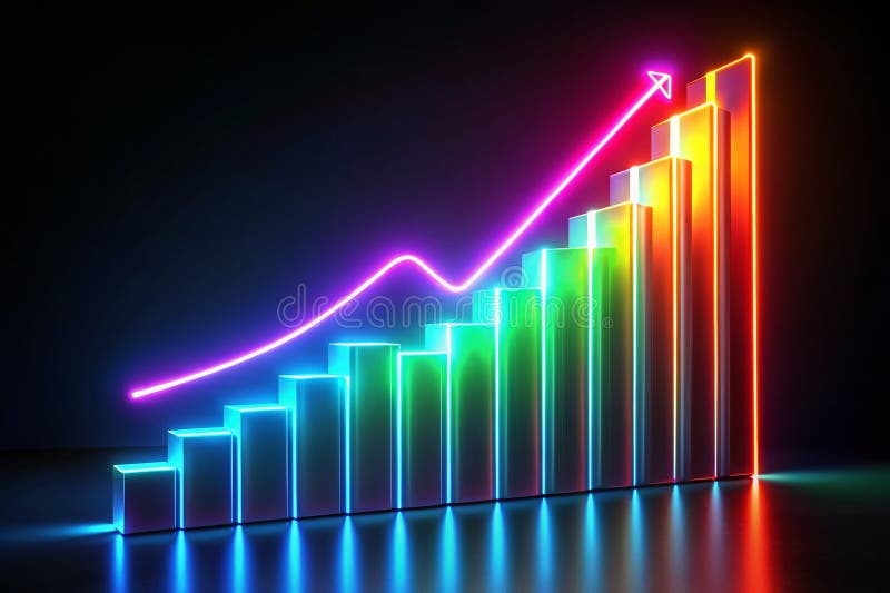 Dynamic Neon Growth Bar Graph Animation Visualizing Business Success ...
