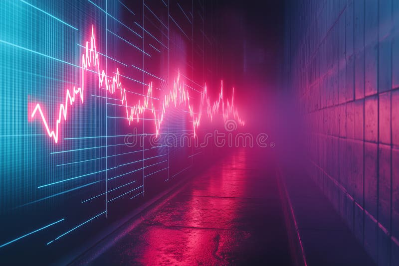 Dynamic Abstract Visualization Data Trends Neon Colors Light Effects ...