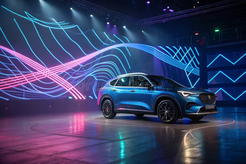 Motion Flow Elements with Neon LED Illumination Futuristic Abstract ...