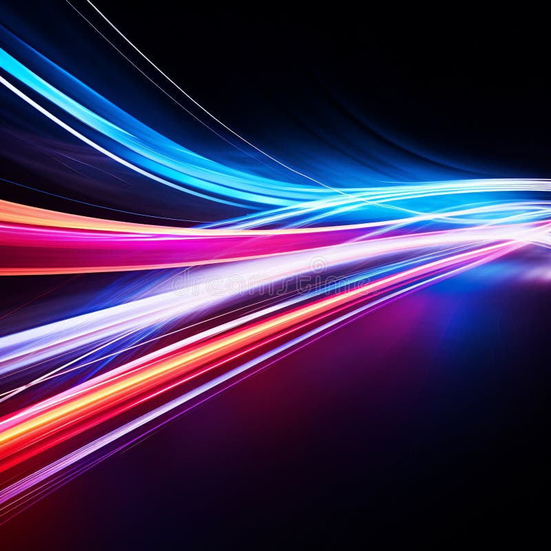 Dynamic Neon Light Trails Against a Dark Background, Perfect for Music ...
