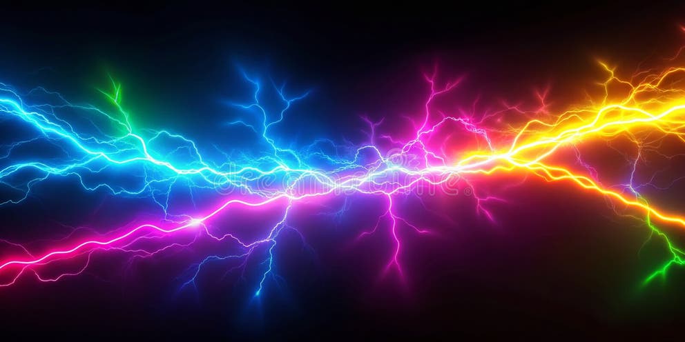 Dynamic Neon Lightning Flash Pattern Generative AI Art for Modern ...