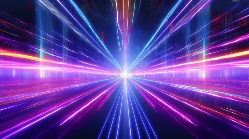 Dynamic Neon Lights and Laser Rays on Abstract Background Stock ...