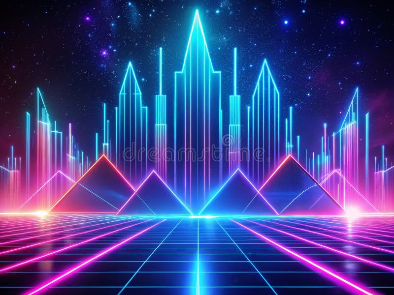 Dynamic Neon Pulse Chart a Futuristic Digital Night Vision Display of ...