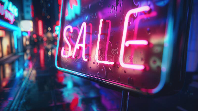 Dynamic Neon Sale Sign with Flickering Effects for Eye-Catching ...