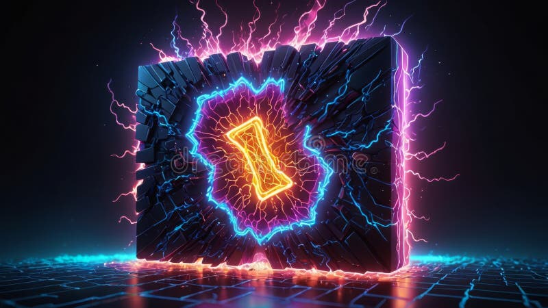 Dynamic Neon Shape with Electric Energy on a Digital Platform ...