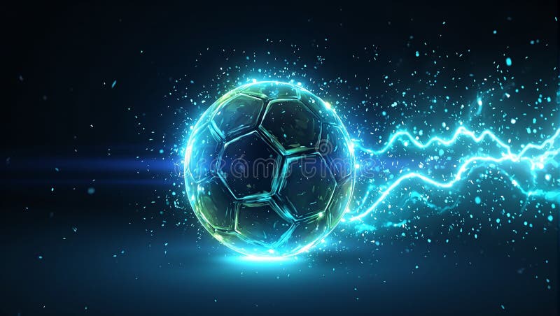 Dynamic Neon Soccer Ball with Glowing Hexagonal Patterns Electric ...