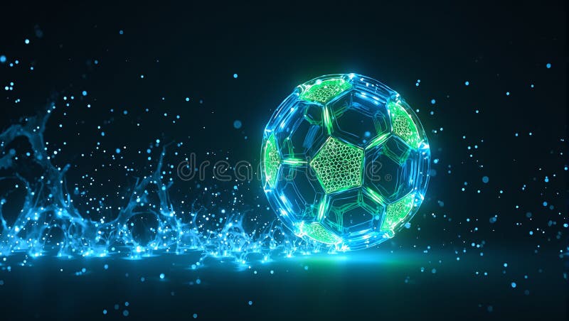Dynamic Neon Soccer Ball with Glowing Hexagonal Patterns Electric ...