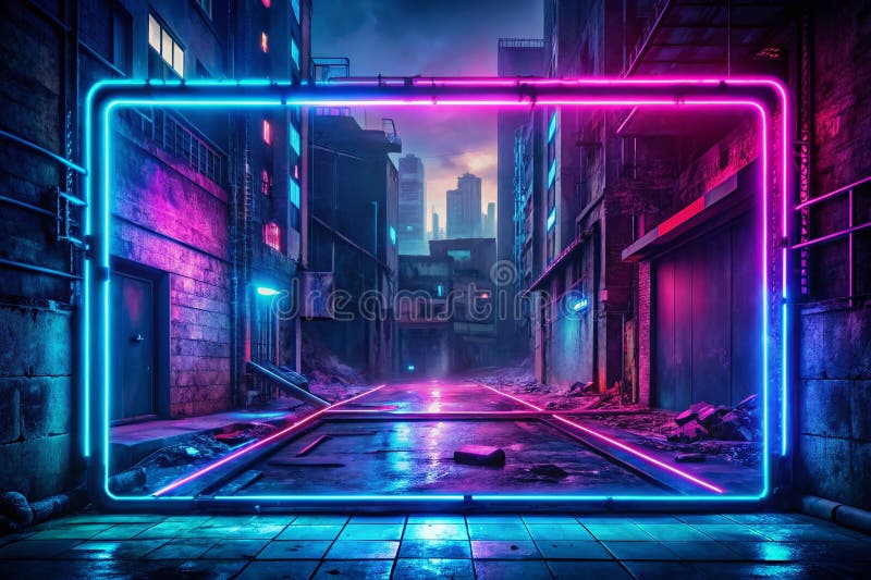 Dynamic Neon Stream Overlay Interface Design Template for Urban ...