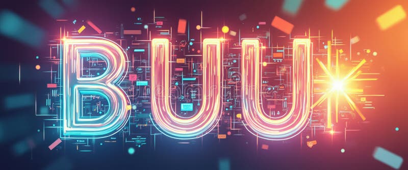 Dynamic Neon Text BUU Radiating Energy Stock Photo - Image of glowing ...