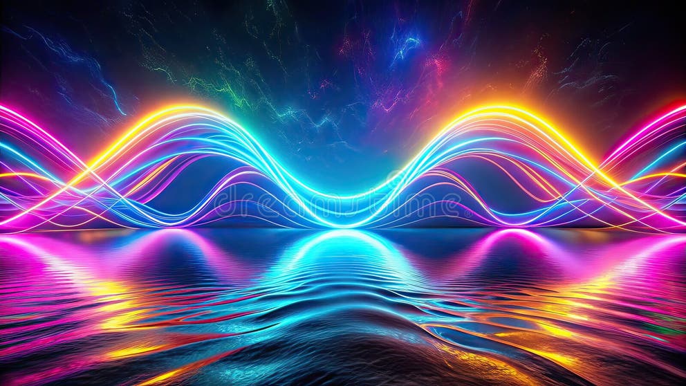 Dynamic Neon Wave Abstract Background a Glowing Double Exposure Design ...