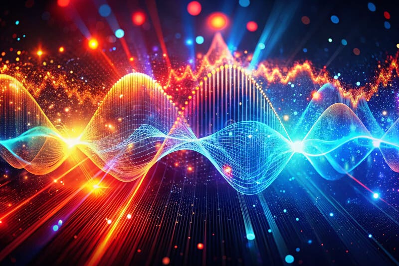 Dynamic Neon Waveform Background a Glowing Digital Visualization ...