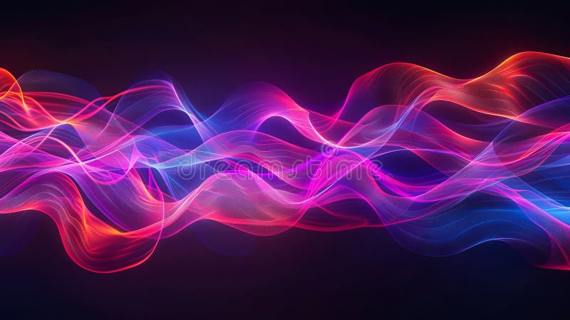 Dynamic Neon Waveforms Creating a Sense of Movement and Flow on White ...