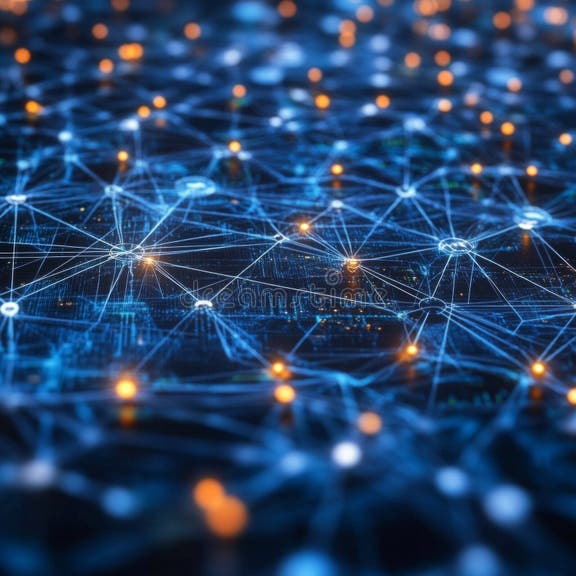 Dynamic Network Grid with Glowing Nodes and Interconnected Lines ...