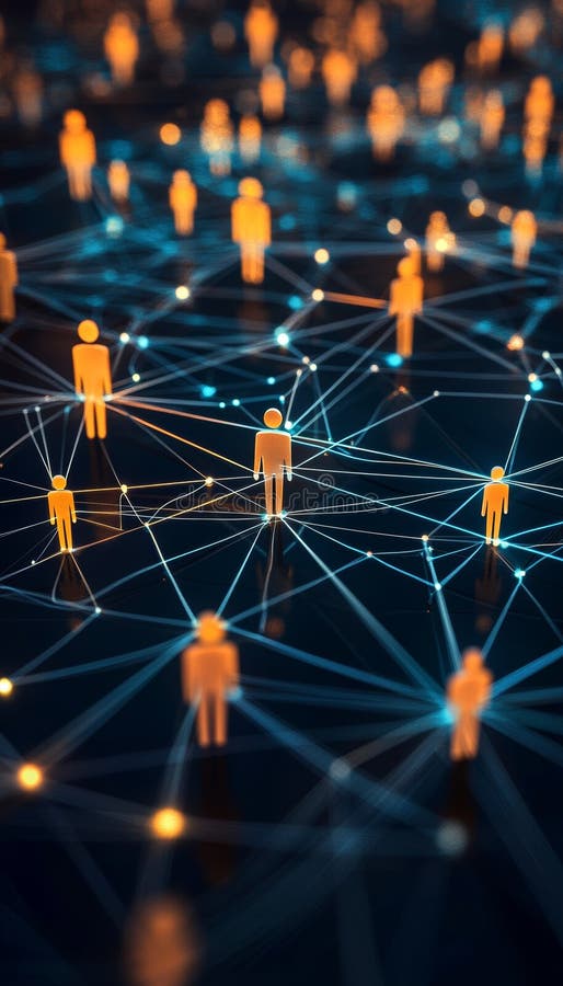 Dynamic Network of Interconnected Figures Symbolizing Collaboration in ...