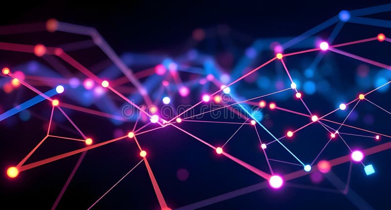 A Dynamic Network Of Interconnected Nodes And Lines Creating An Abstract Representation Of Data
