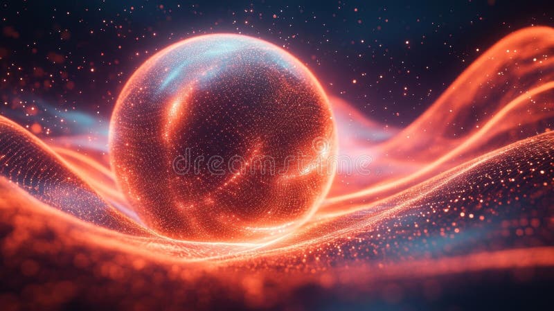 Dynamic Network Orb with Luminous Trails Stock Illustration ...