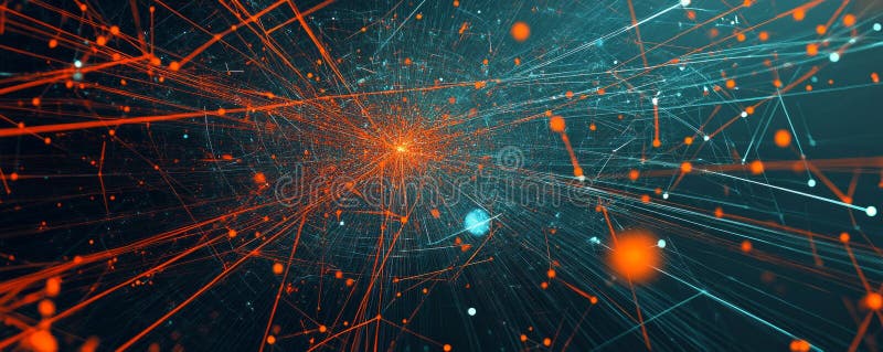 Dynamic Network of Red and Blue Light Trails Exploding Towards ...