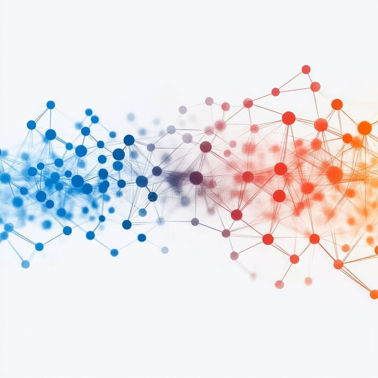 Dynamic Network Visualization Connecting Blue and Red Nodes Stock Photo ...