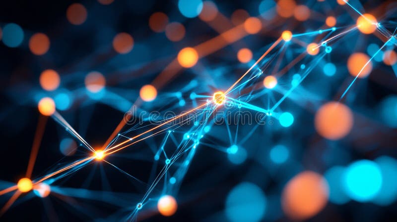 Dynamic Network Visualization Depicting Interconnected Nodes and Pathways. Generative AI Stock ...