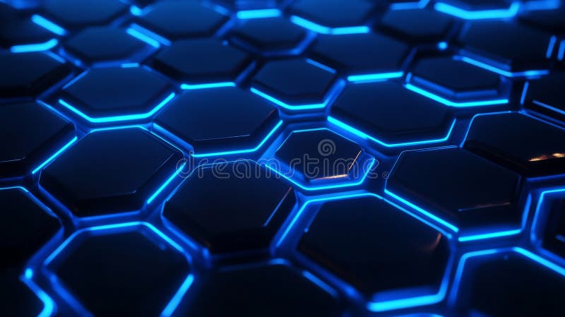 Dynamic Networking Design with Interconnected Metallic Hexagons Glowing ...